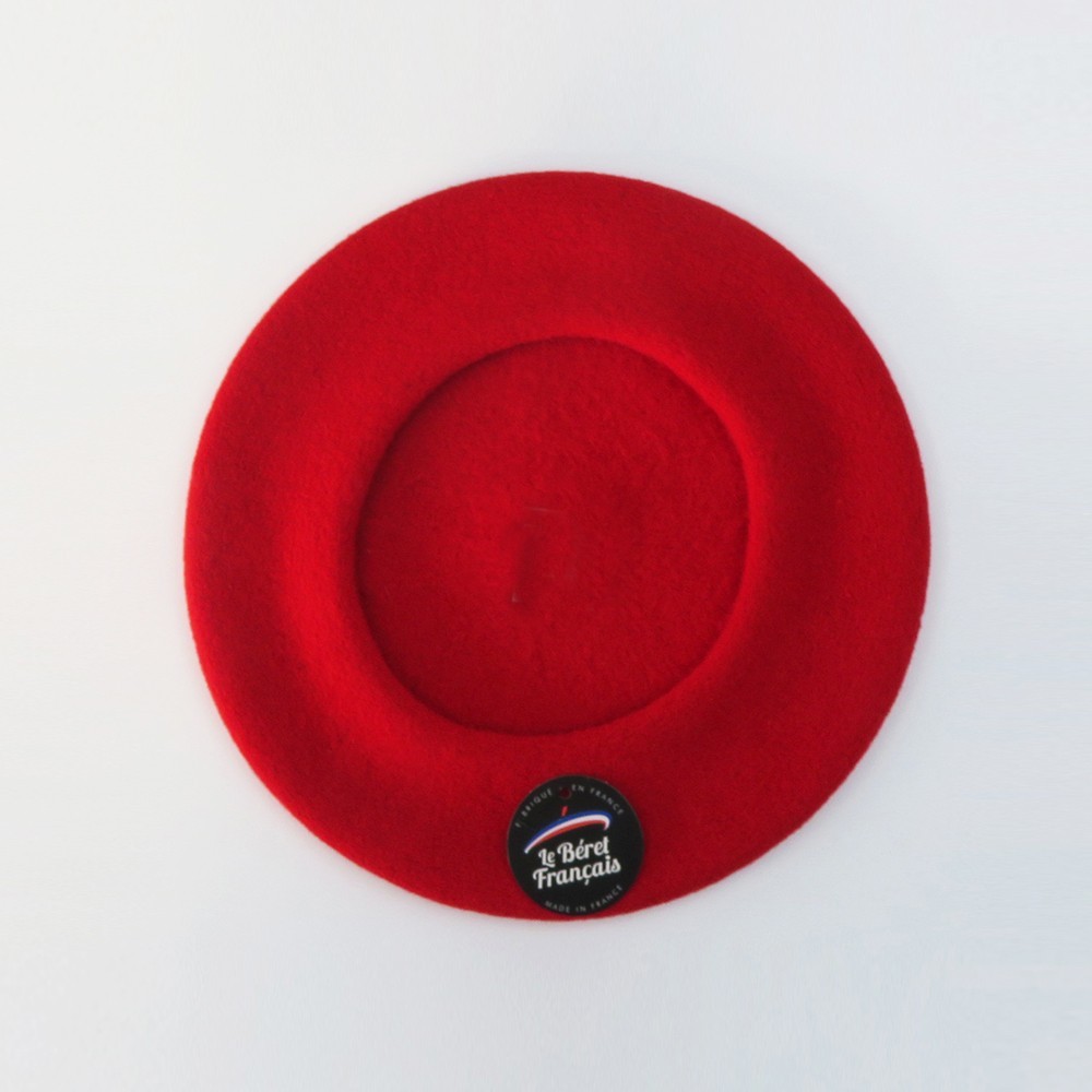 Béret classique rouge enfant, fabriqué en France, 100% laine mérinos
