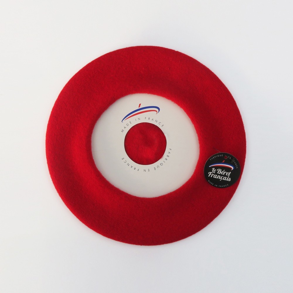 Béret classique rouge enfant, fabriqué en France, 100% laine mérinos