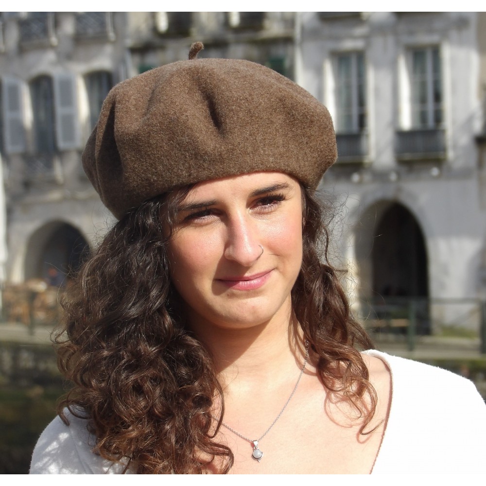 Classic beret heather Brown women, 100% made in france, 100% Merino wool
